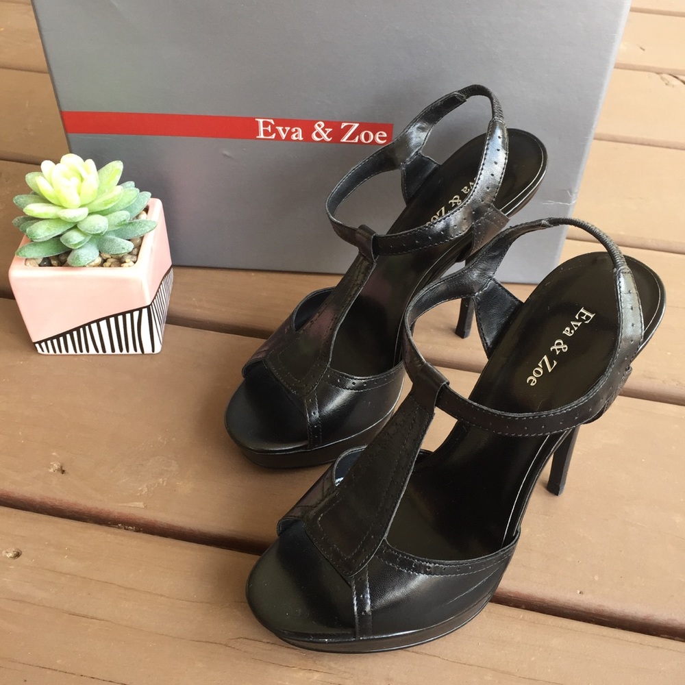 Eva & Zoe "Kitty" Leather Platform Heels - Gem